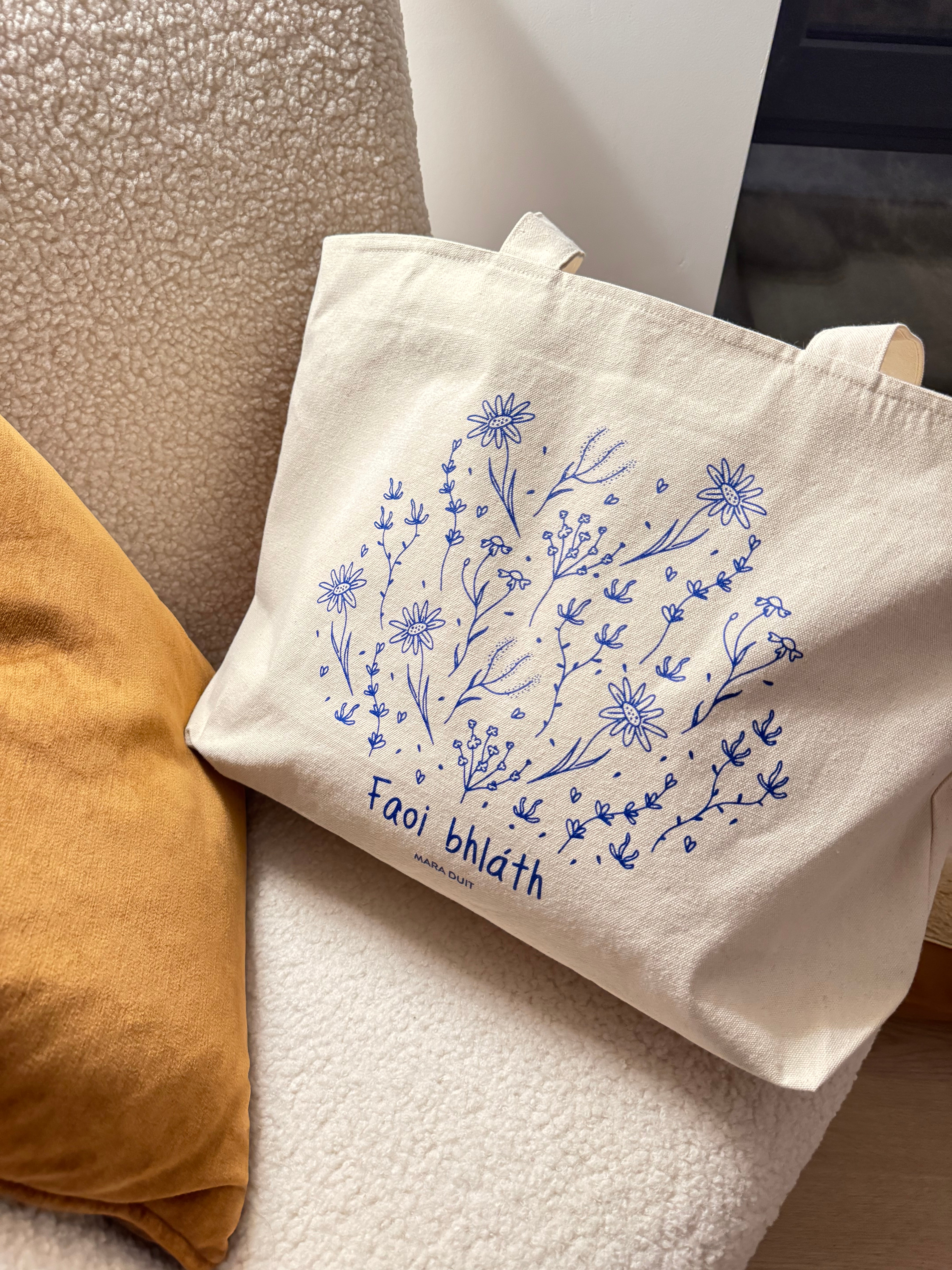 Faoi Bhláth - In Bloom | LARGE Heavyweight Cotton Tote with Zip – Mara Duit